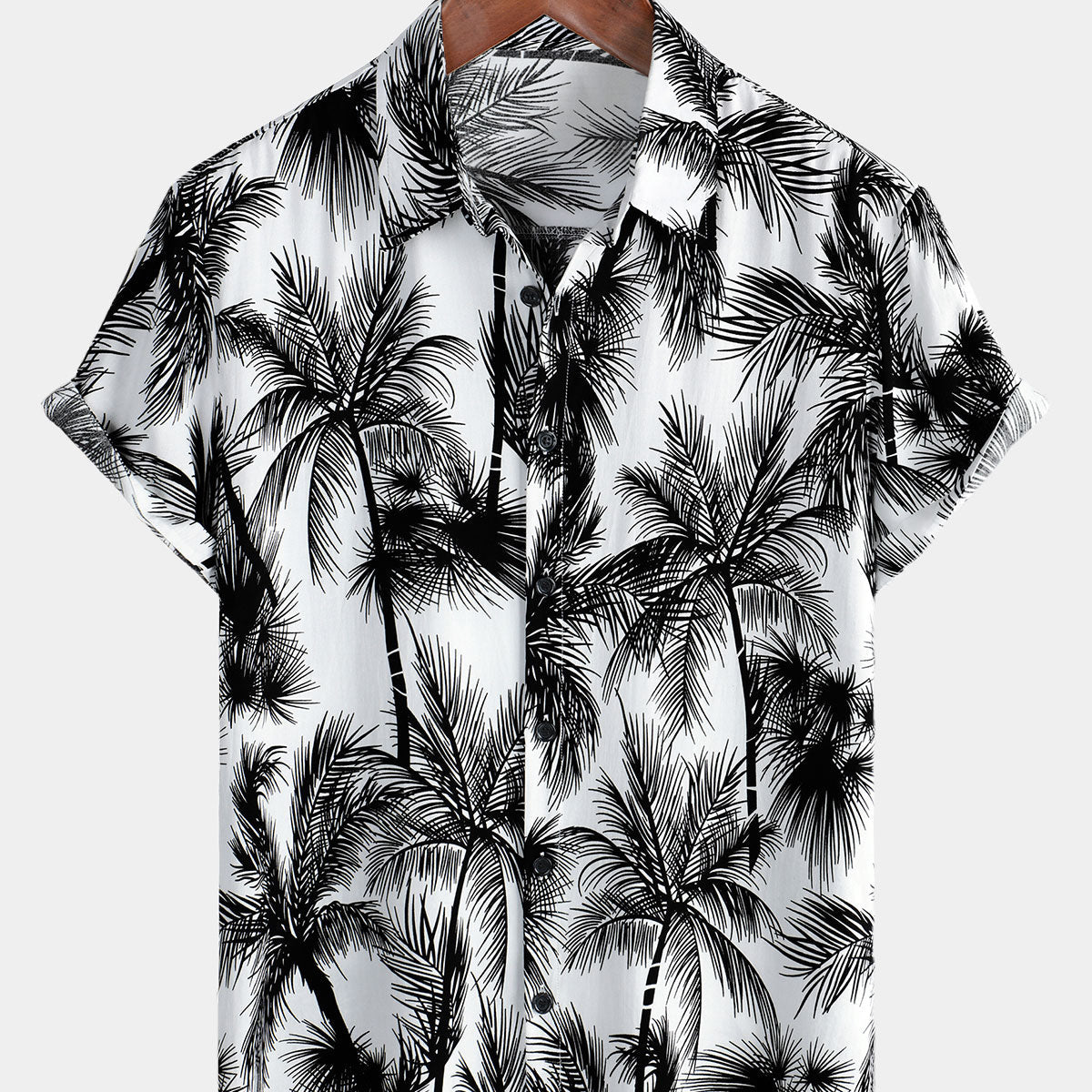 Men's Tropical Palm Tree Button Up Hawaiian Short Sleeve Shirt ...
