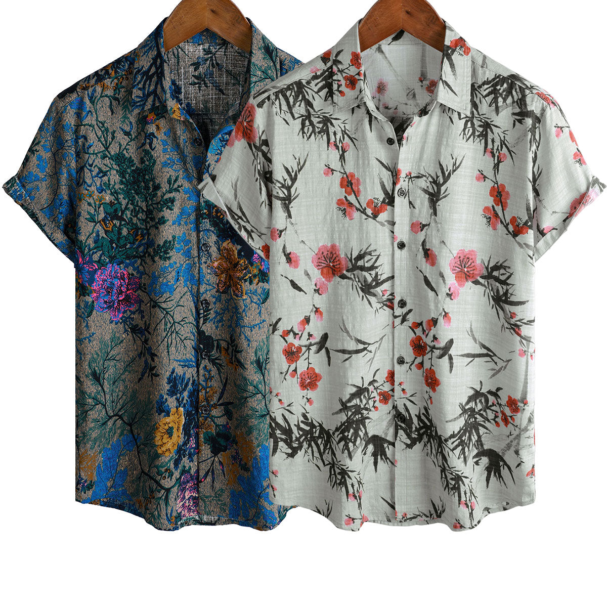 Bundle Of 2 | Men's Retro Holiday Summer Short Sleeve Shirts – joliplacard